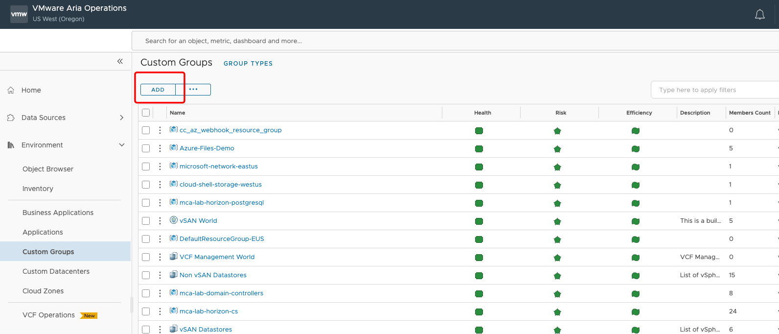 Create a Custom Group | VMwareAria.github.io
